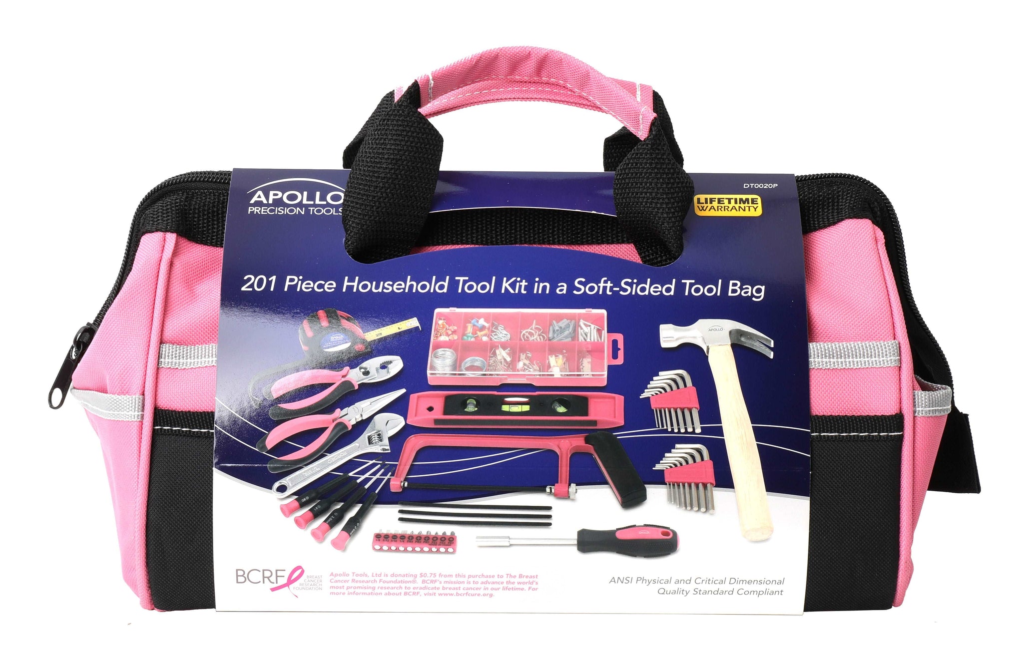 201 piece Complete Pink Household Tool Kit in a Soft-Sided Tool Bag ...