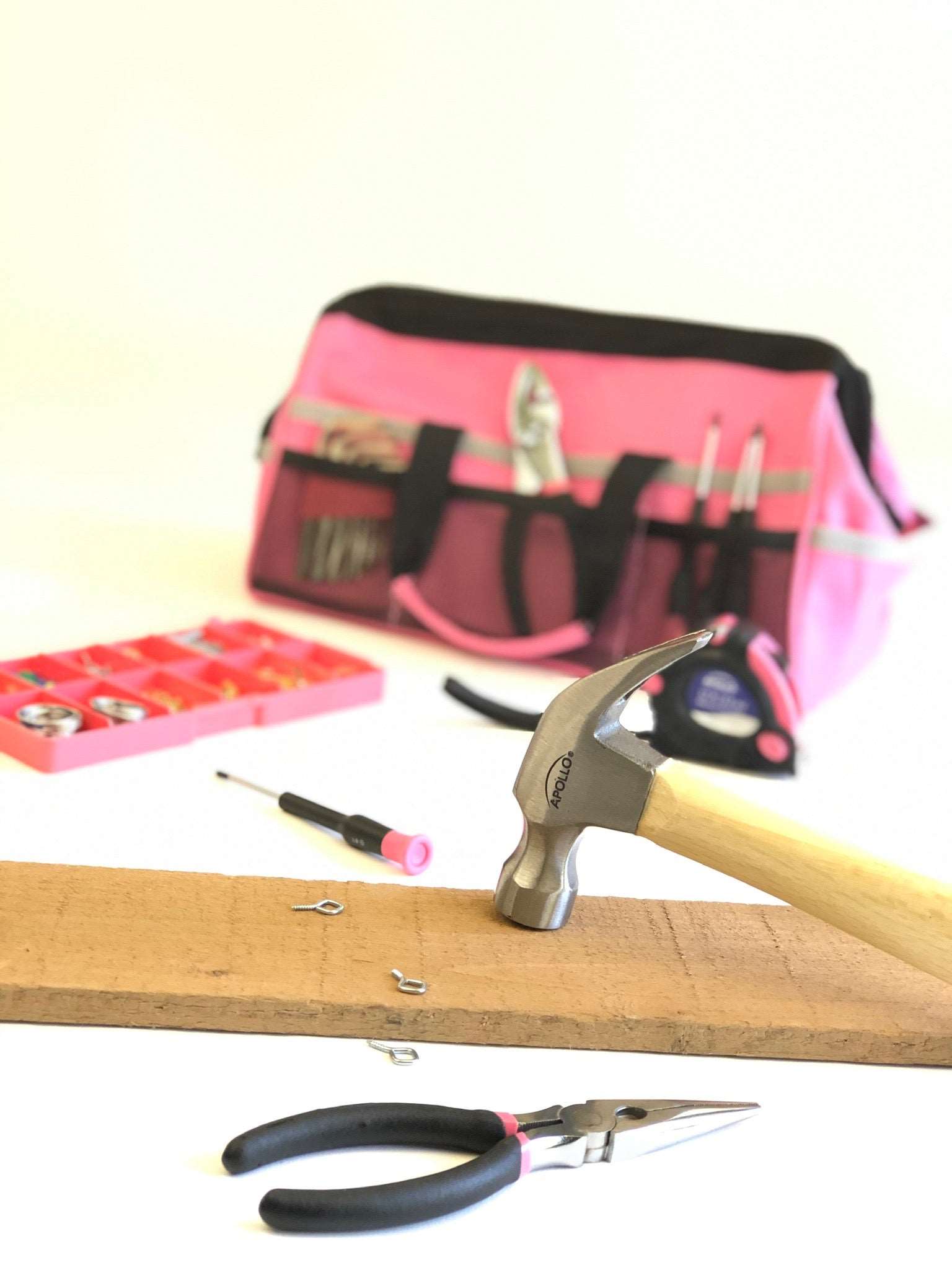 201 piece Complete Pink Household Tool Kit in a Soft-Sided Tool Bag ...