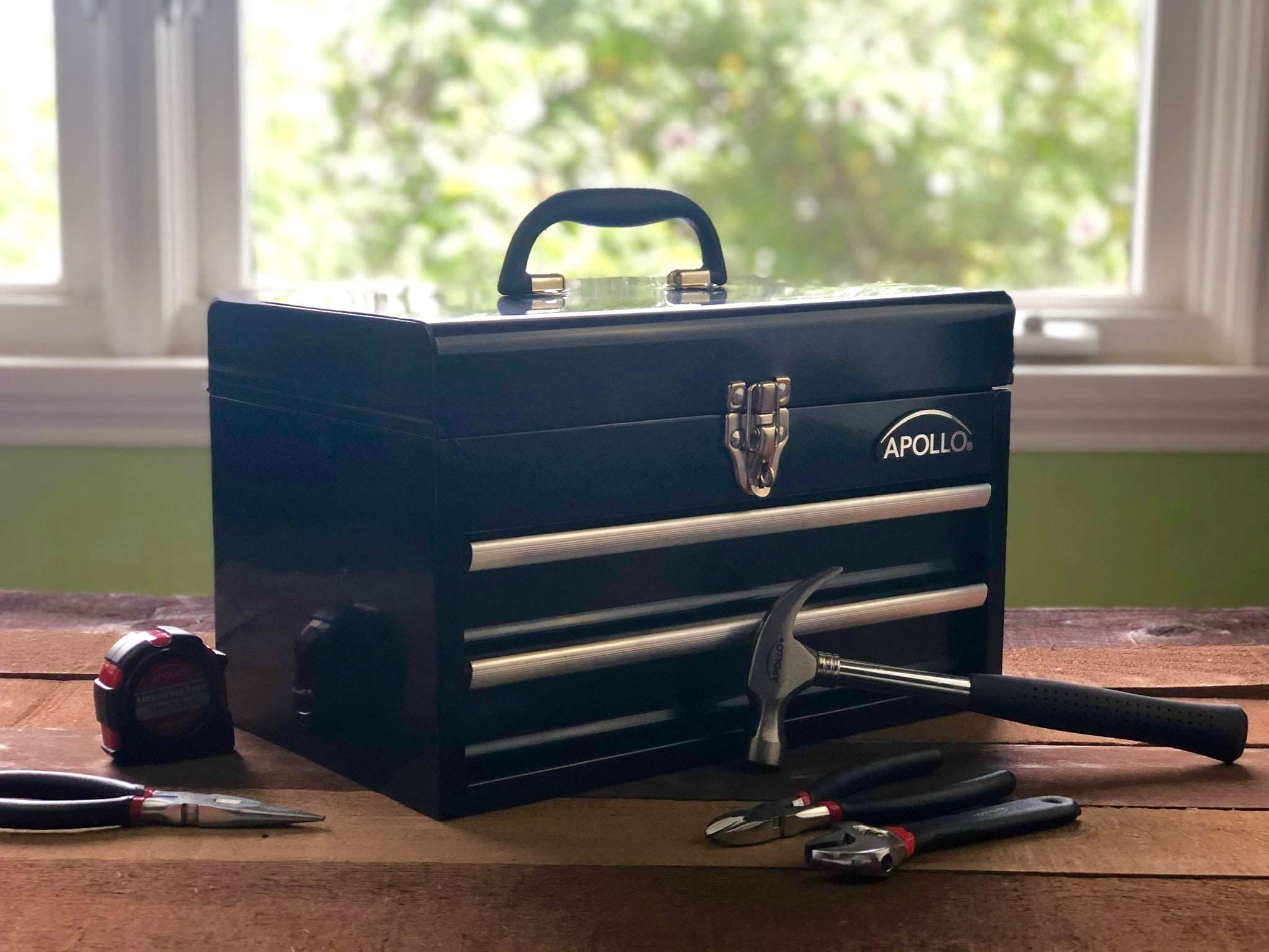 Black Steel Tool Chest with 2 Drawers and Ample Top Compartment -- DT5 ...