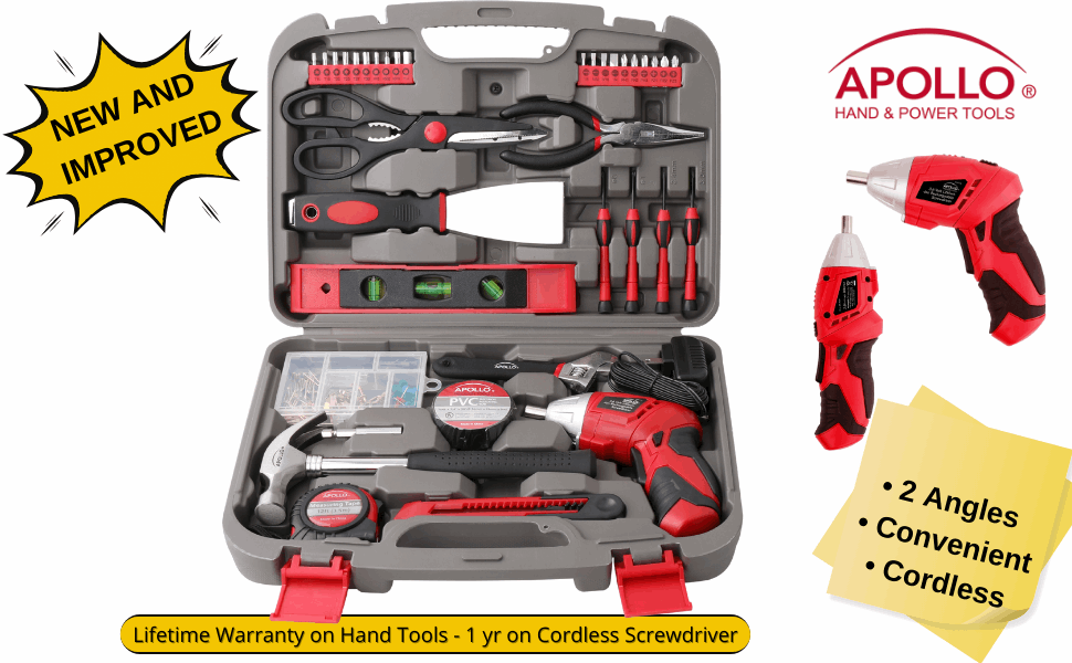 135 Piece Household Tool Set with Pivoting Dual-Angle Cordless ...