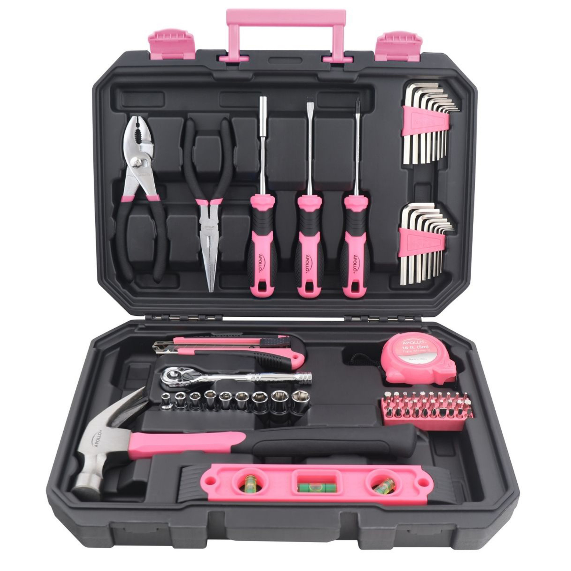Essential 65-Piece Pink Tool Set with Socket Set and Most-Used Tools f ...