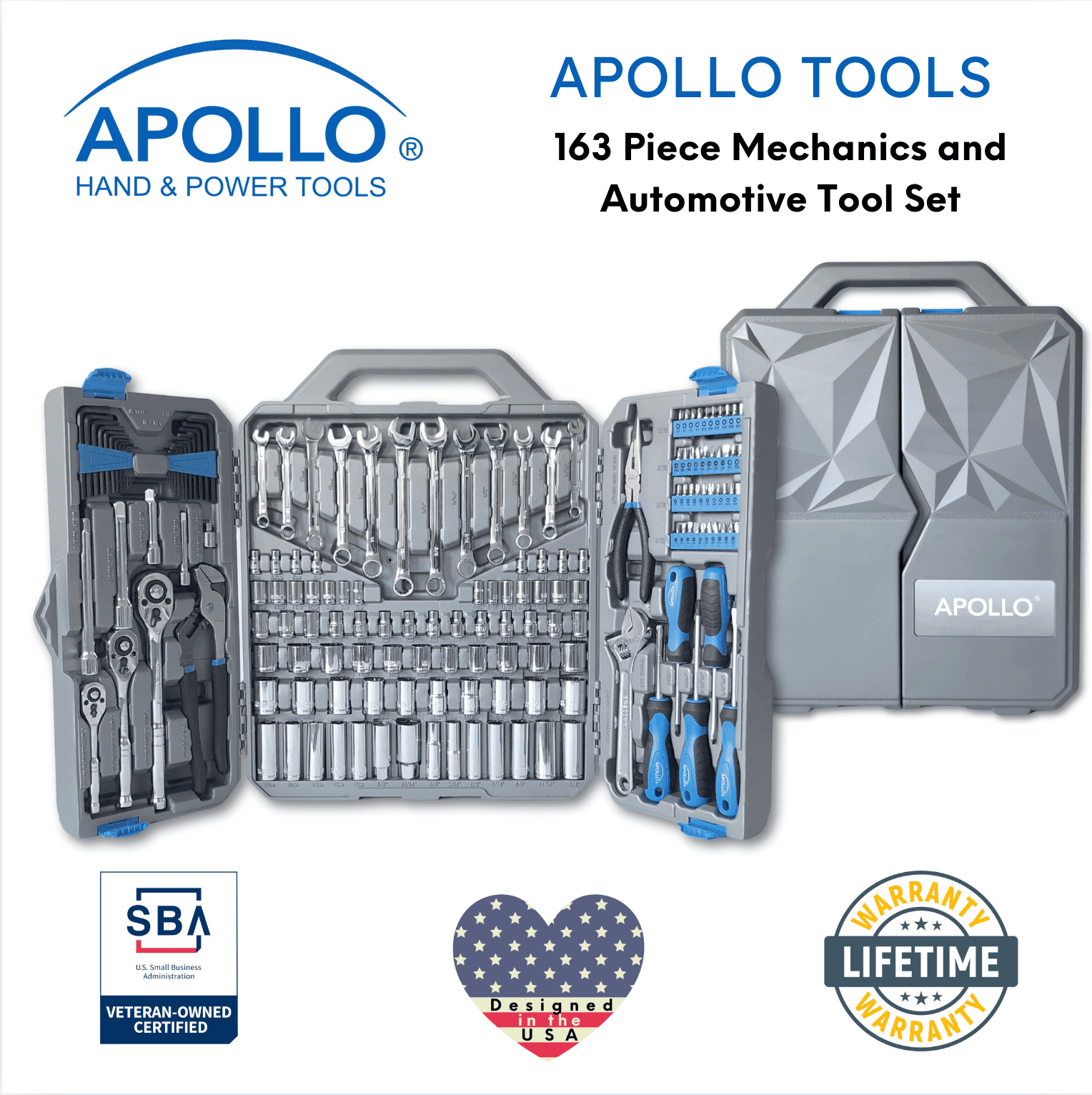163 Piece Mechanics Tool Kit -- DT0002 – Apollo Tools