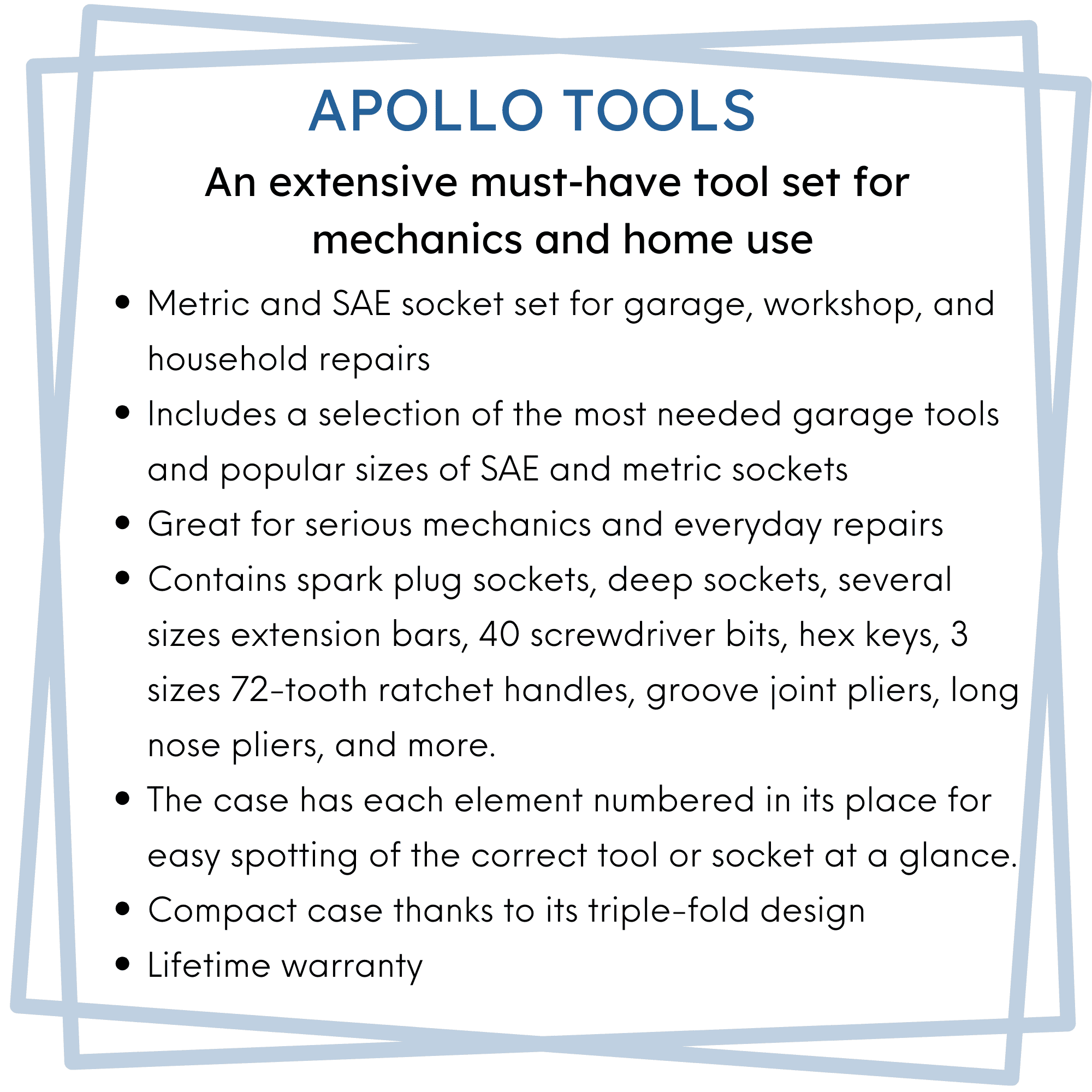 163 Piece Mechanics Tool Kit -- DT0002 – Apollo Tools
