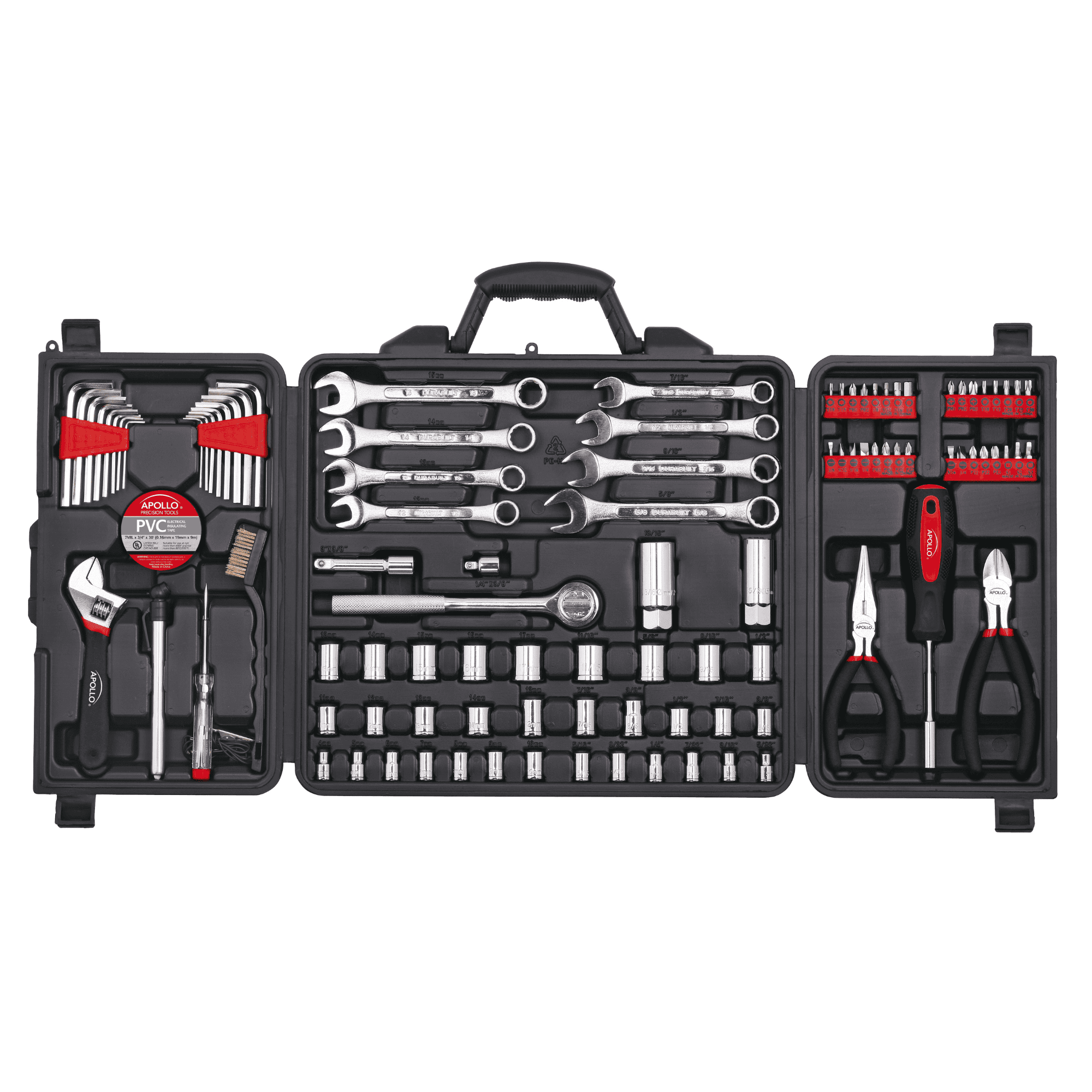Metric and SAE 101 Piece Best Value Mechanics Tool Kit – Apollo Tools