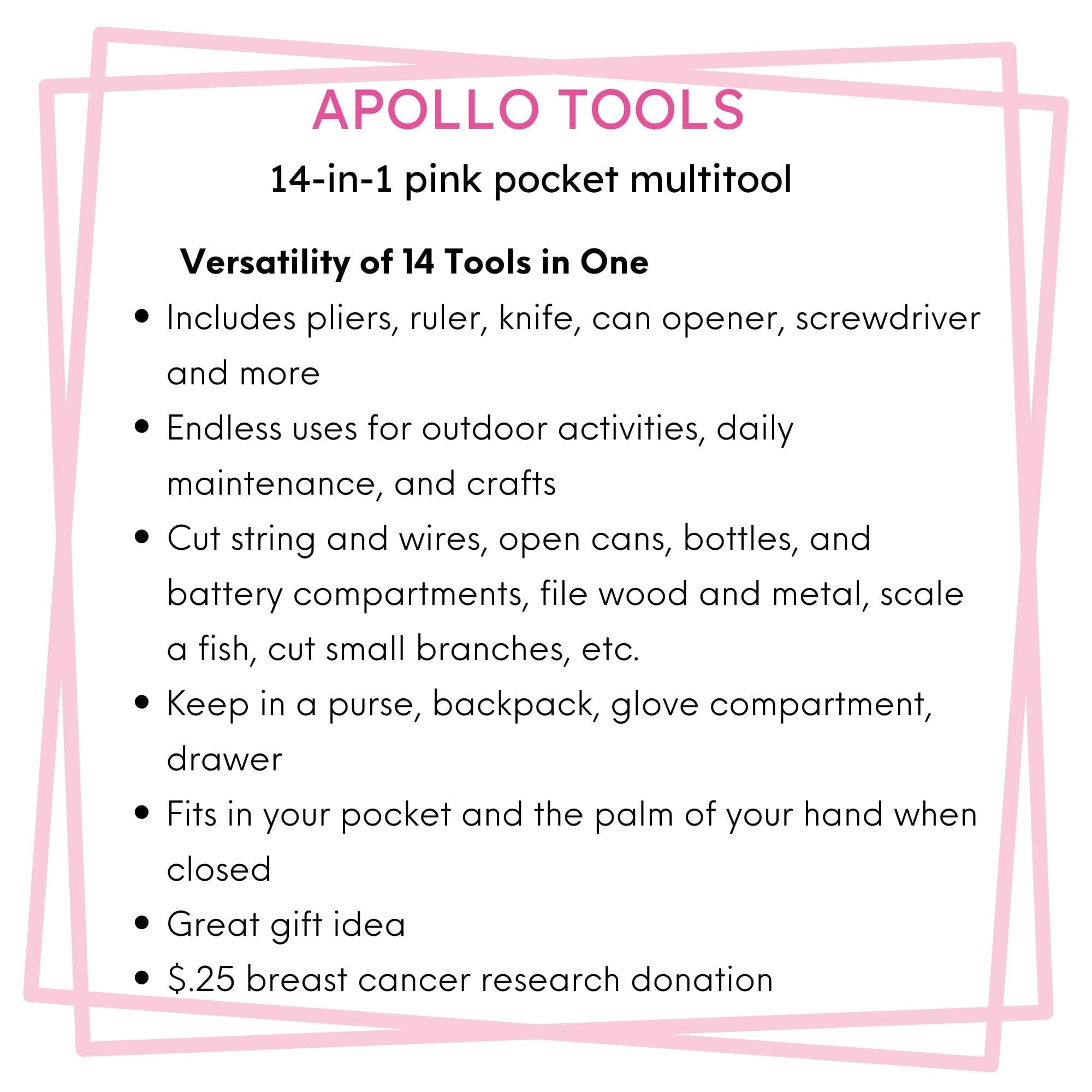 14-in-1 Pink High-Quality Pocket Multitool Pliers. Great for Outdoors ...