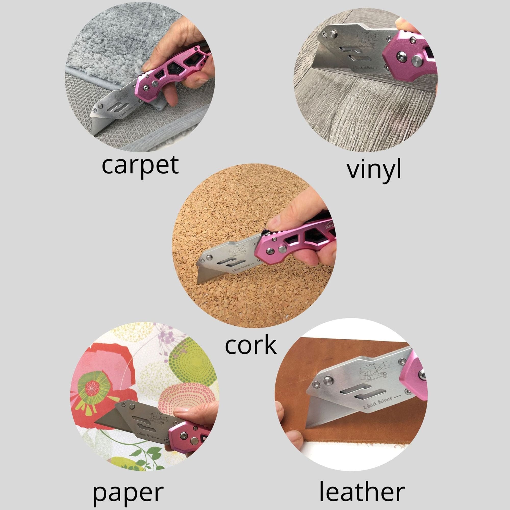 Ergonomic Stainless Steel, Lightweight, Foldable Pink Utility Knife wi ...