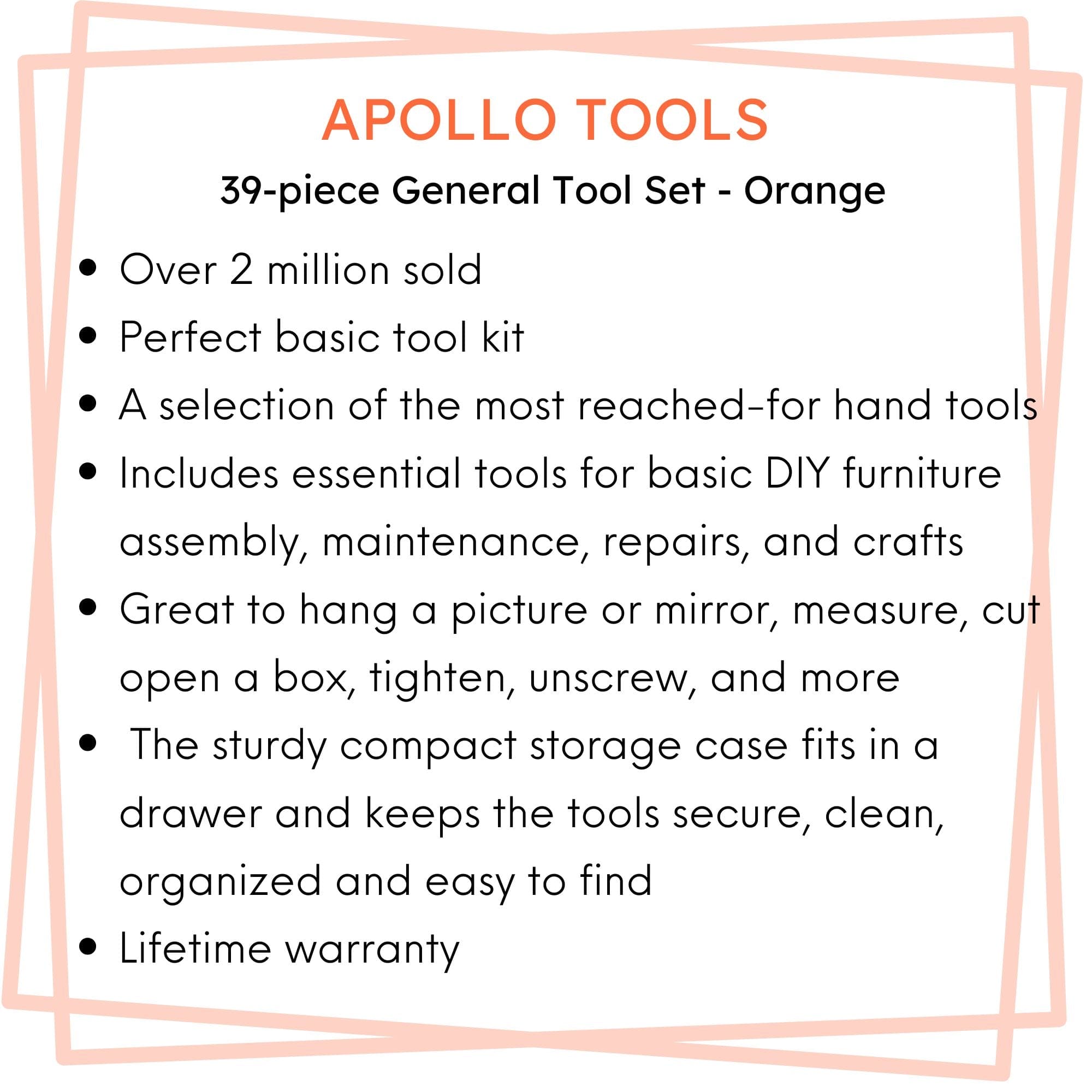 Orange 39 piece general tool set over 2 Million units sold worldwide ...