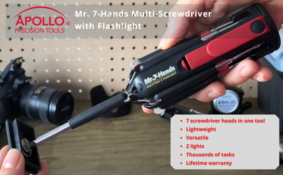Flashlight Mr. 7-Hands with folding arms and most needed screwdriver ...