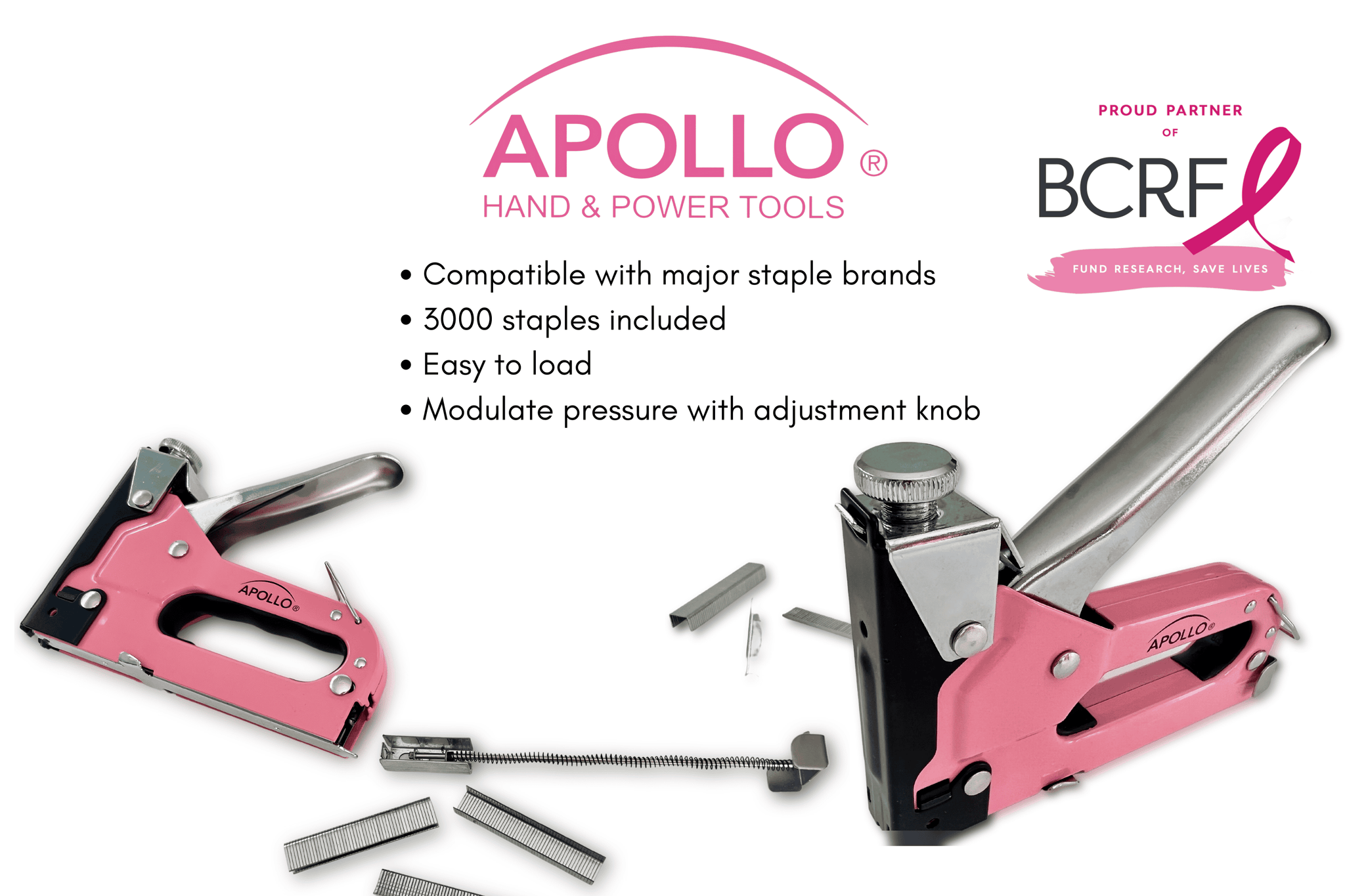 Pink Stapler with Power Adjustment Knob and 3000 Staples assortment ...