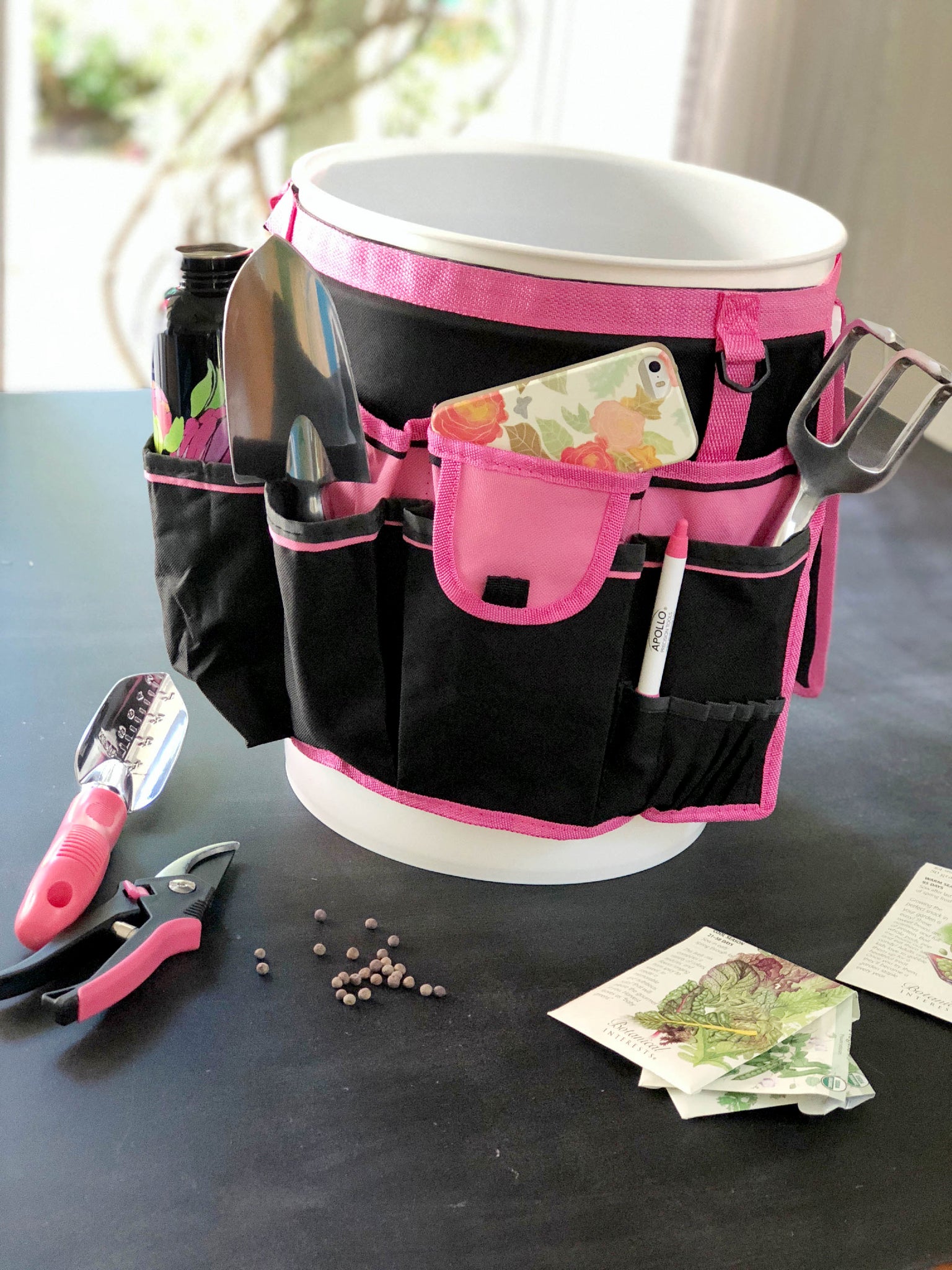 Pink bucket organizer converts bucket into storage with 34 pockets ...