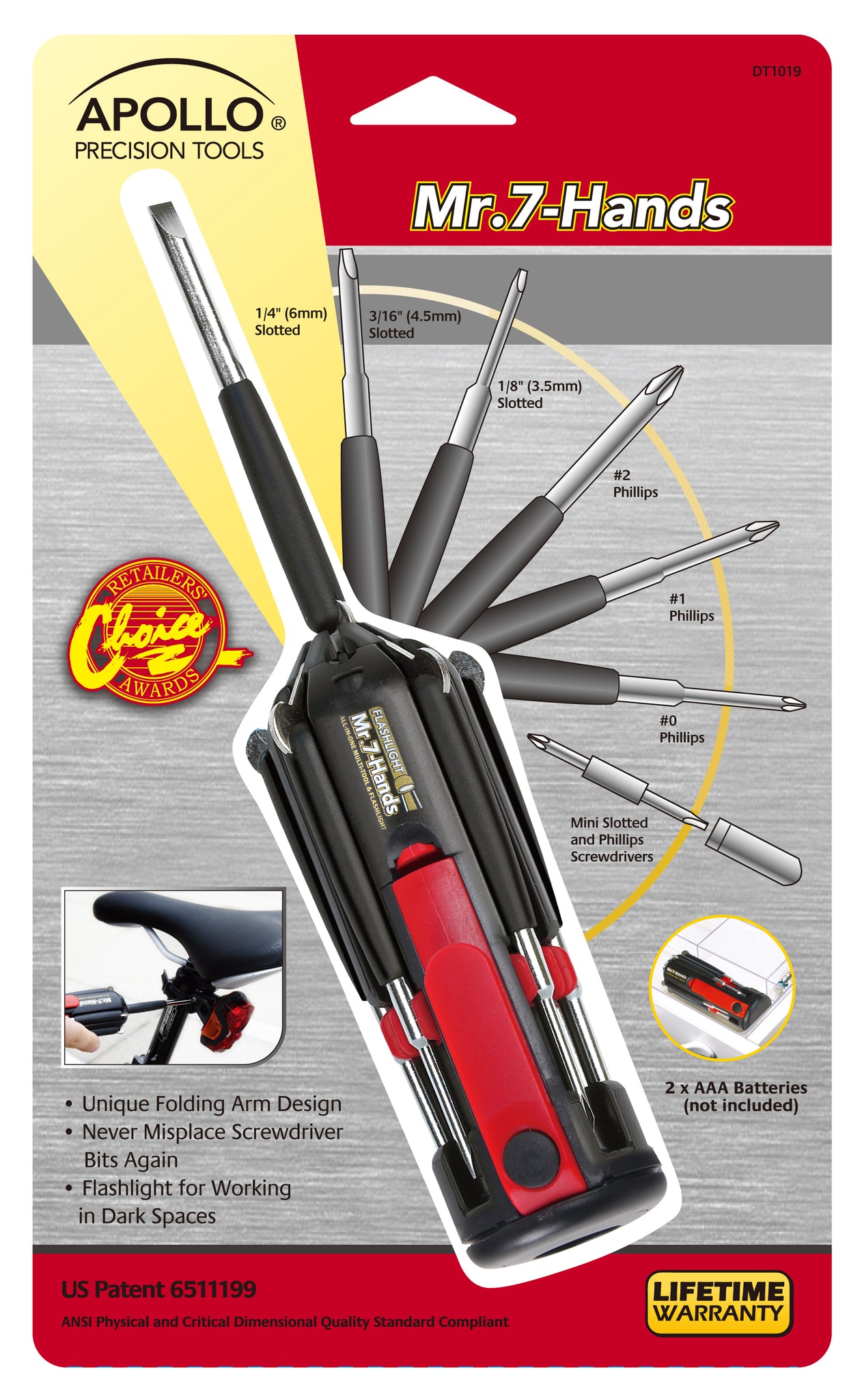 Mr seven hand Mr 7 hands screwdriver with light – Apollo Tools