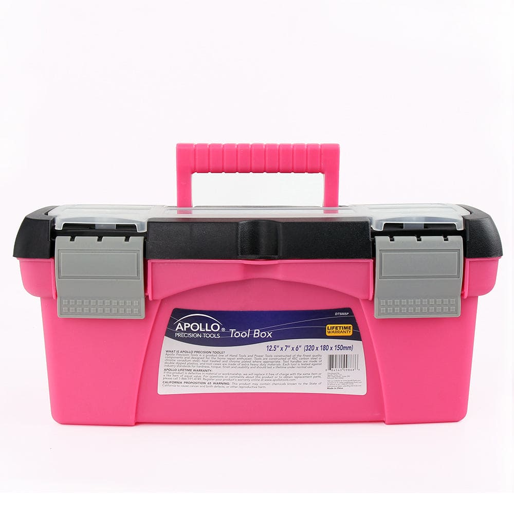 Three tool boxes stackable with tray pink – Apollo Tools