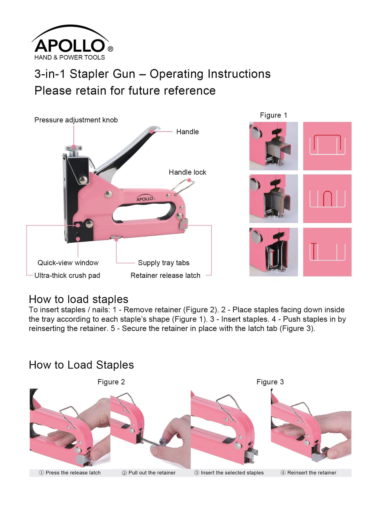 Pink Stapler with Power Adjustment Knob and 3000 Staples assortment ...