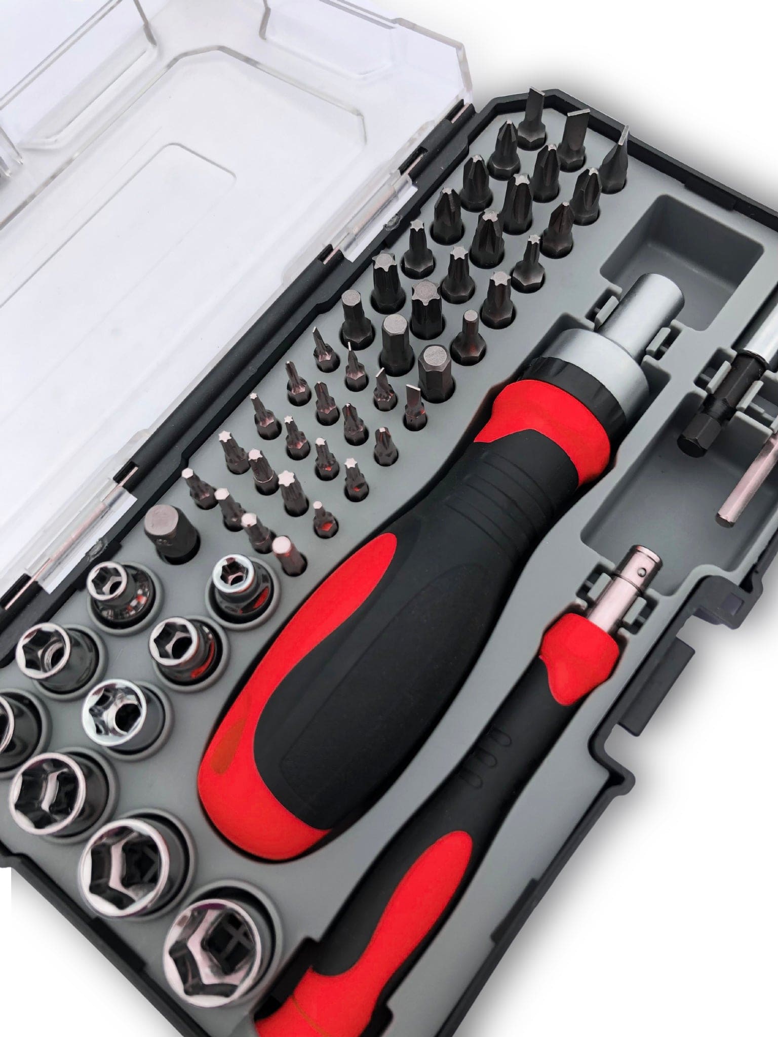 55 Piece Metric Tool Set with Ratcheting Bit Driver, Precision Bit Dri ...