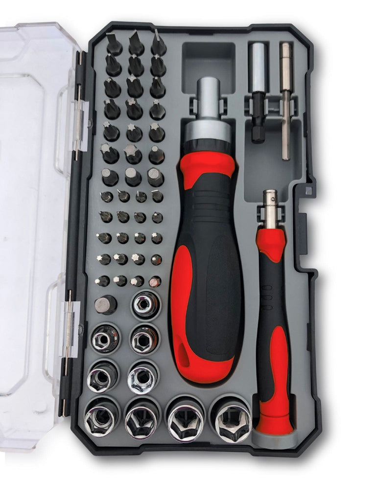 55 Piece Metric Tool Set with Ratcheting Bit Driver, Precision Bit Dri ...