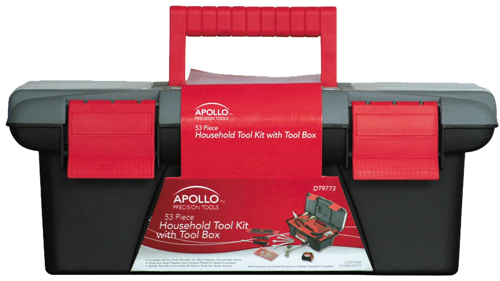 53 Piece Household Tool Kit with Tool Box – Apollo Tools